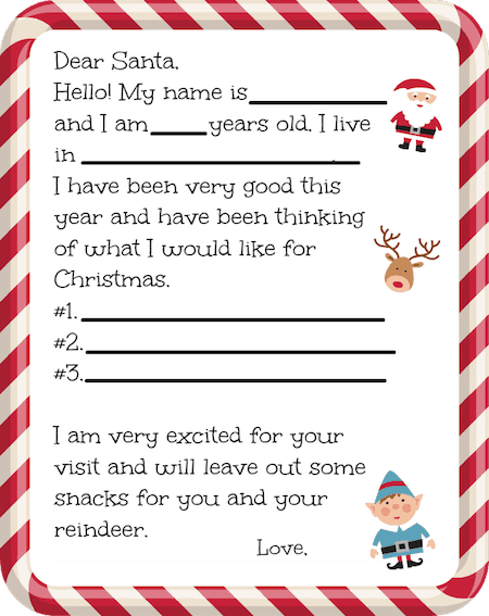 Free Printable Downloadable Letter To Santa Template Printable Blog