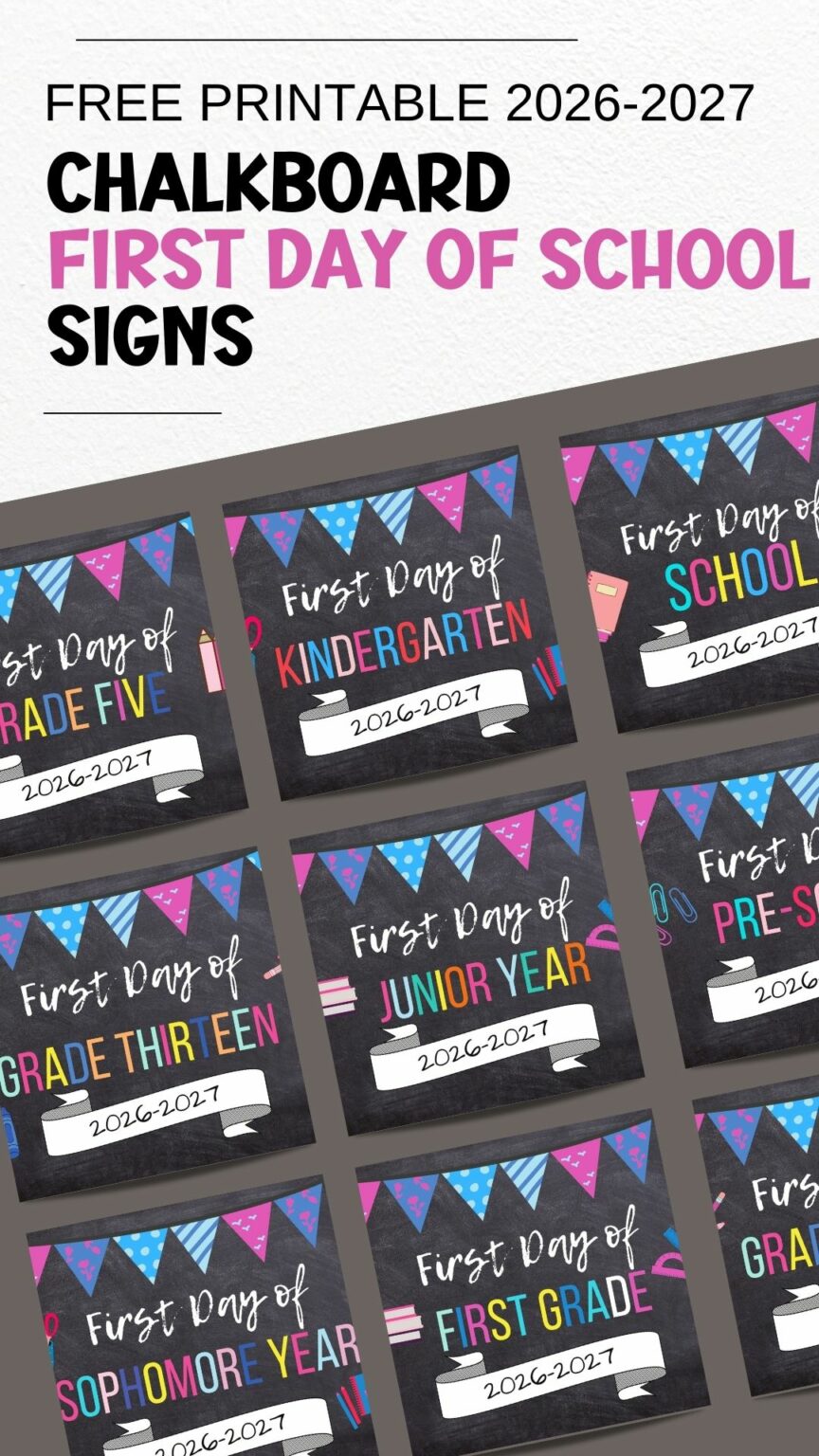 First Day Of School Chalkboard Printables (Free for 2026)