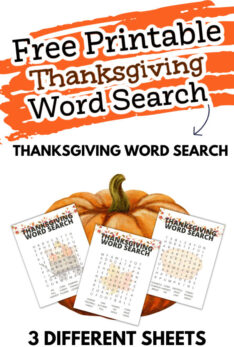 Thanksgiving Word Search Printable