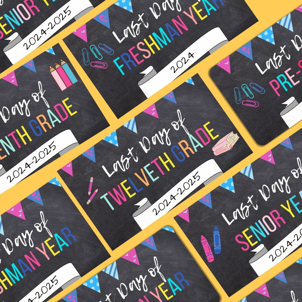Last Day Of School Chalkboard Signs 2024-2025 {Free Printable PDFs)