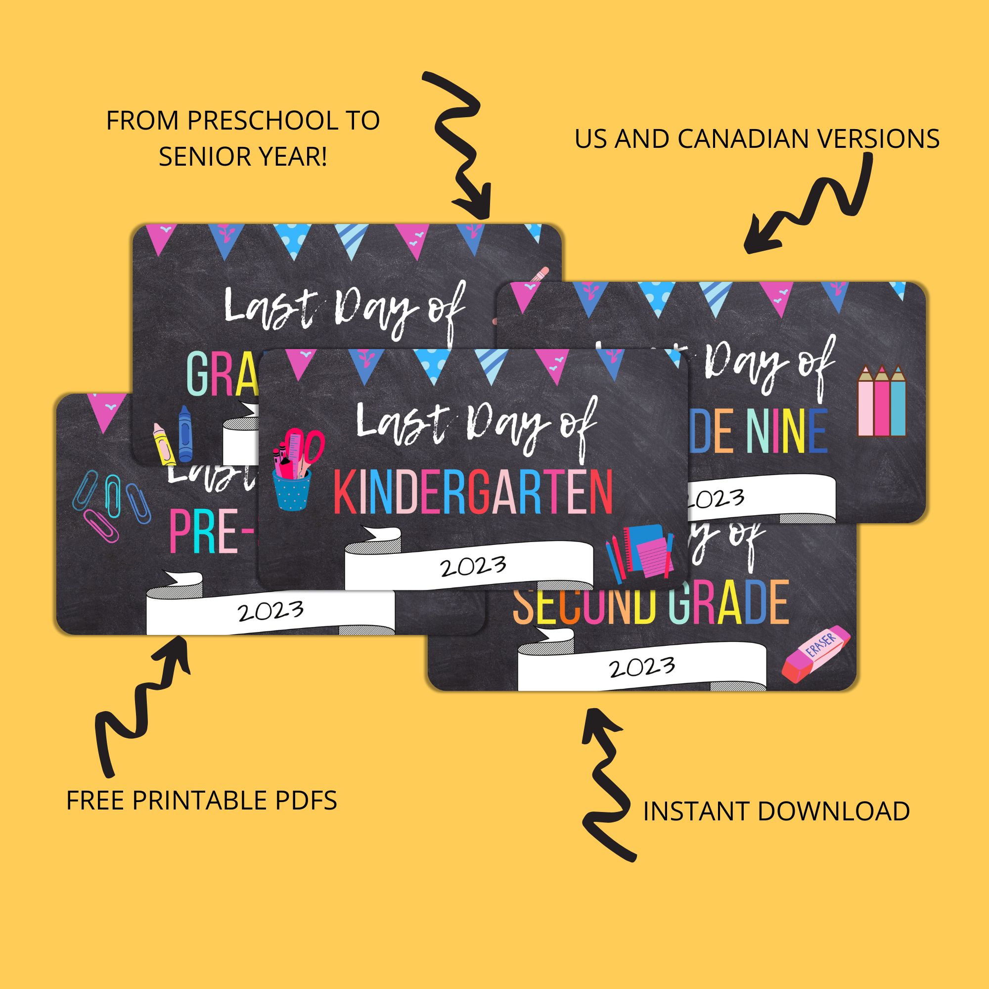 Last Day Of School Chalkboard Signs 2023 {Free Printable PDFs)