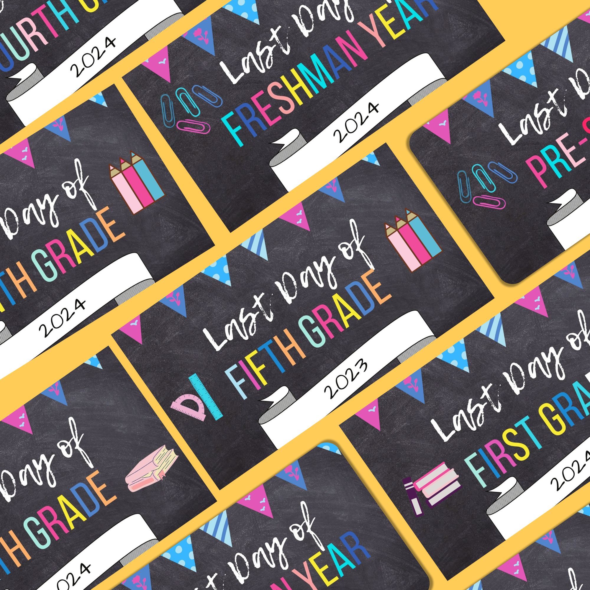 Last Day Of School Chalkboard Signs 2024 {Free Printable PDFs)