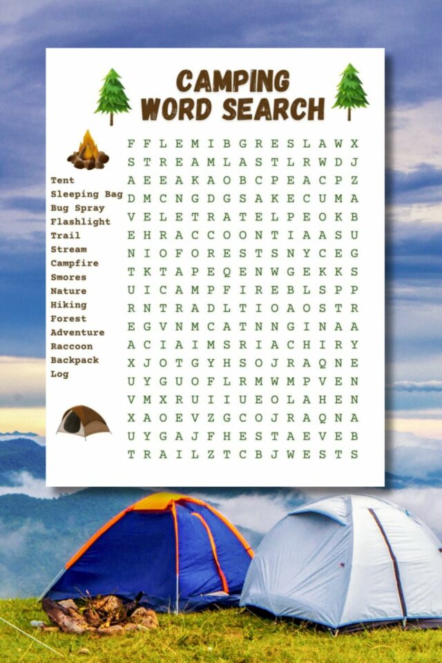 Free Printable Camping Word Search Puzzle For Kids