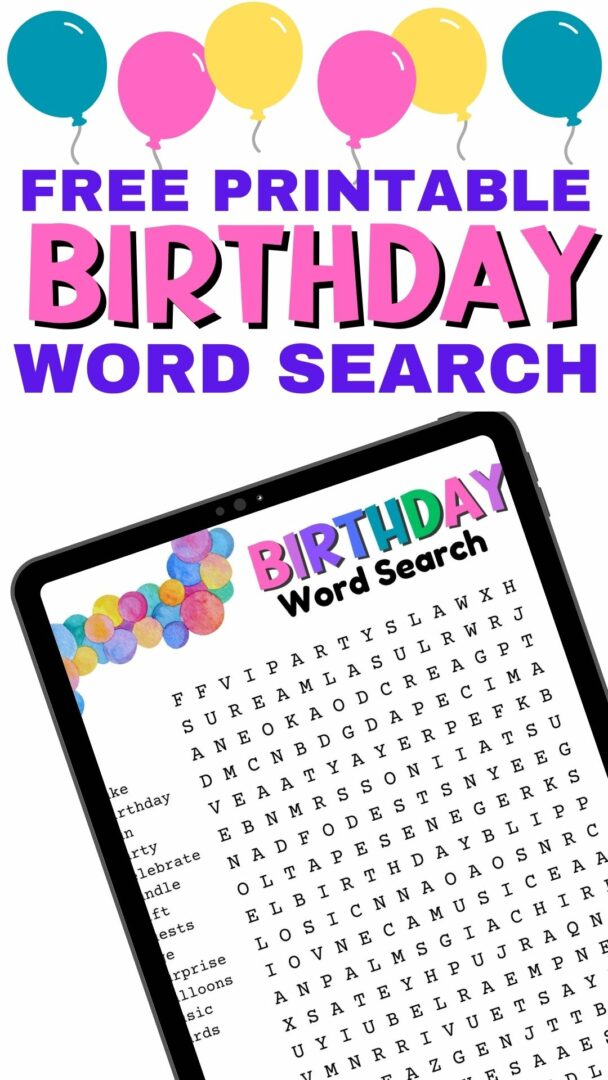 Free Birthday Word Search Printable