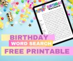 Free Birthday Word Search Printable