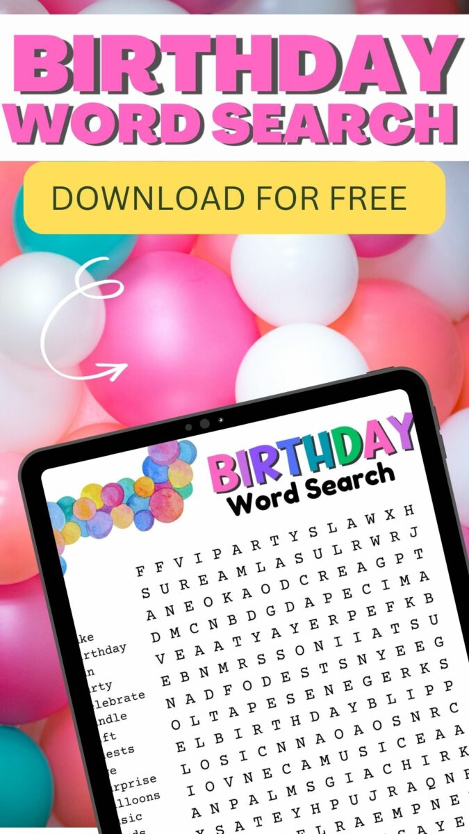 Free Birthday Word Search Printable