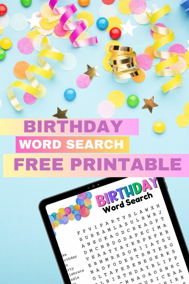 Free Birthday Word Search Printable