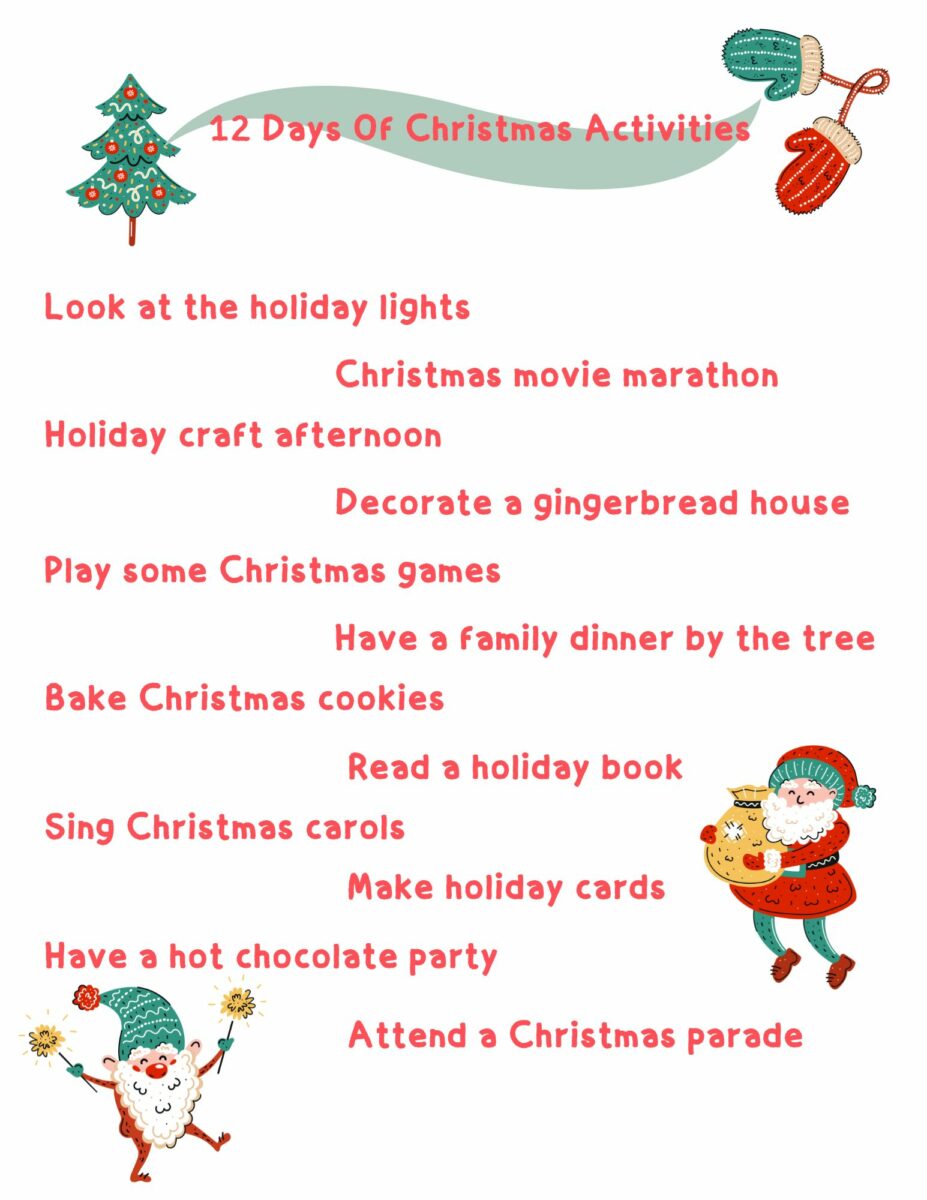 12 Days of Christmas Activities For Kids (Free printable)