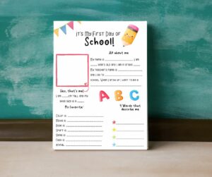 First Day Of School All About Me Printable Worksheet