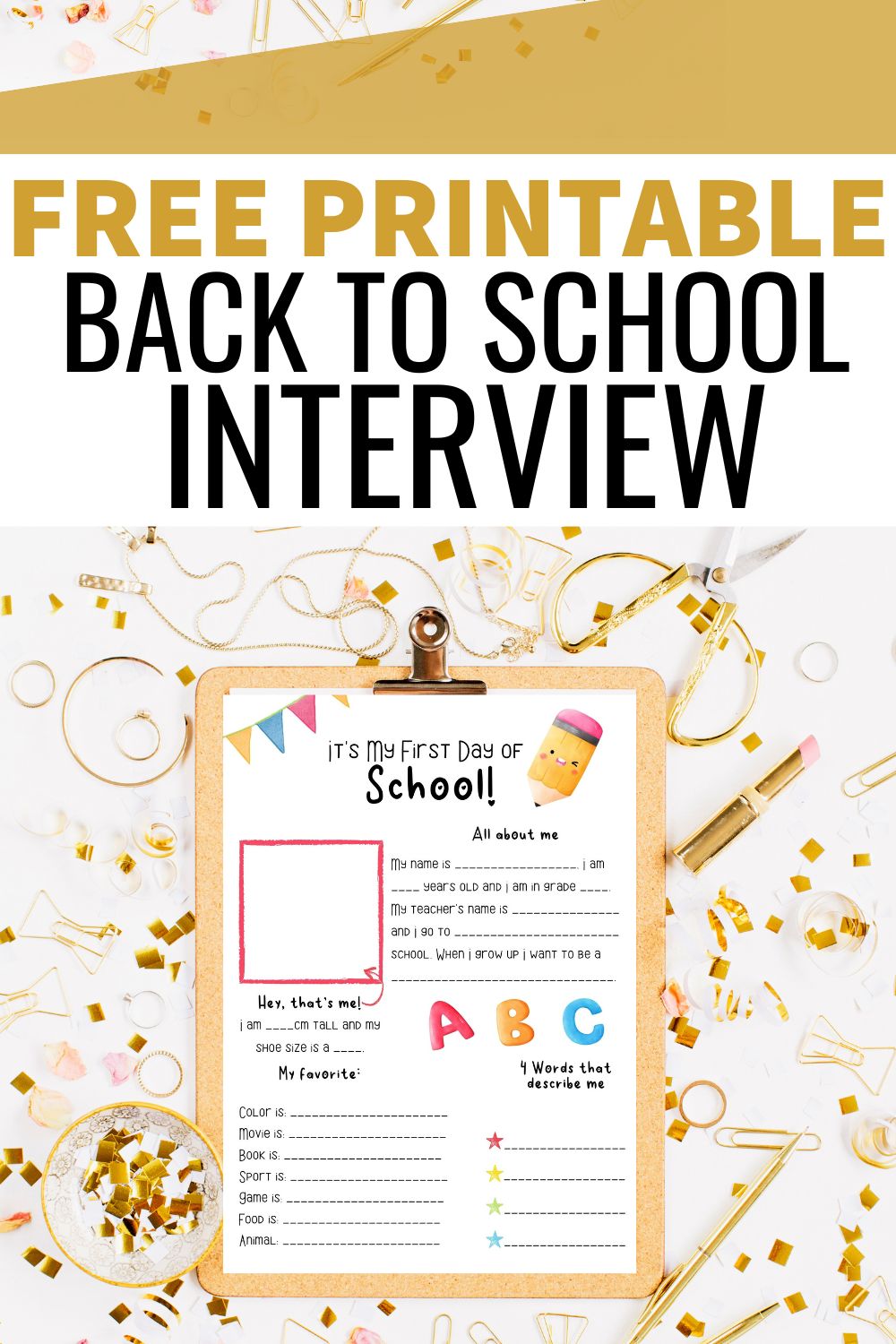 First Day Of School All About Me Printable Worksheet