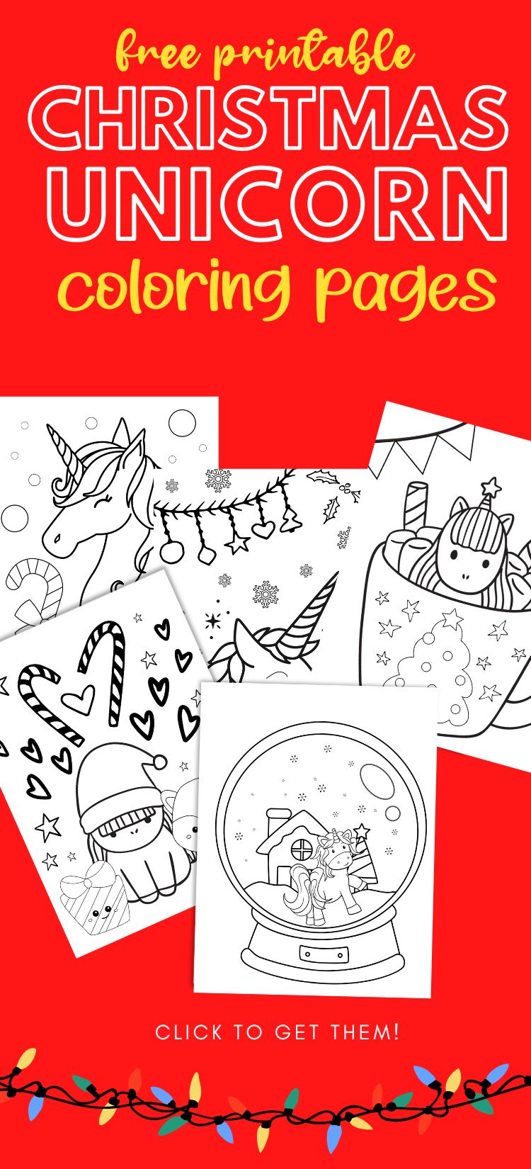Free Printable Christmas Unicorn Coloring Pages