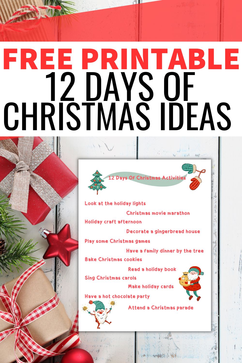 12 Days of Christmas Activities For Kids (Free printable)