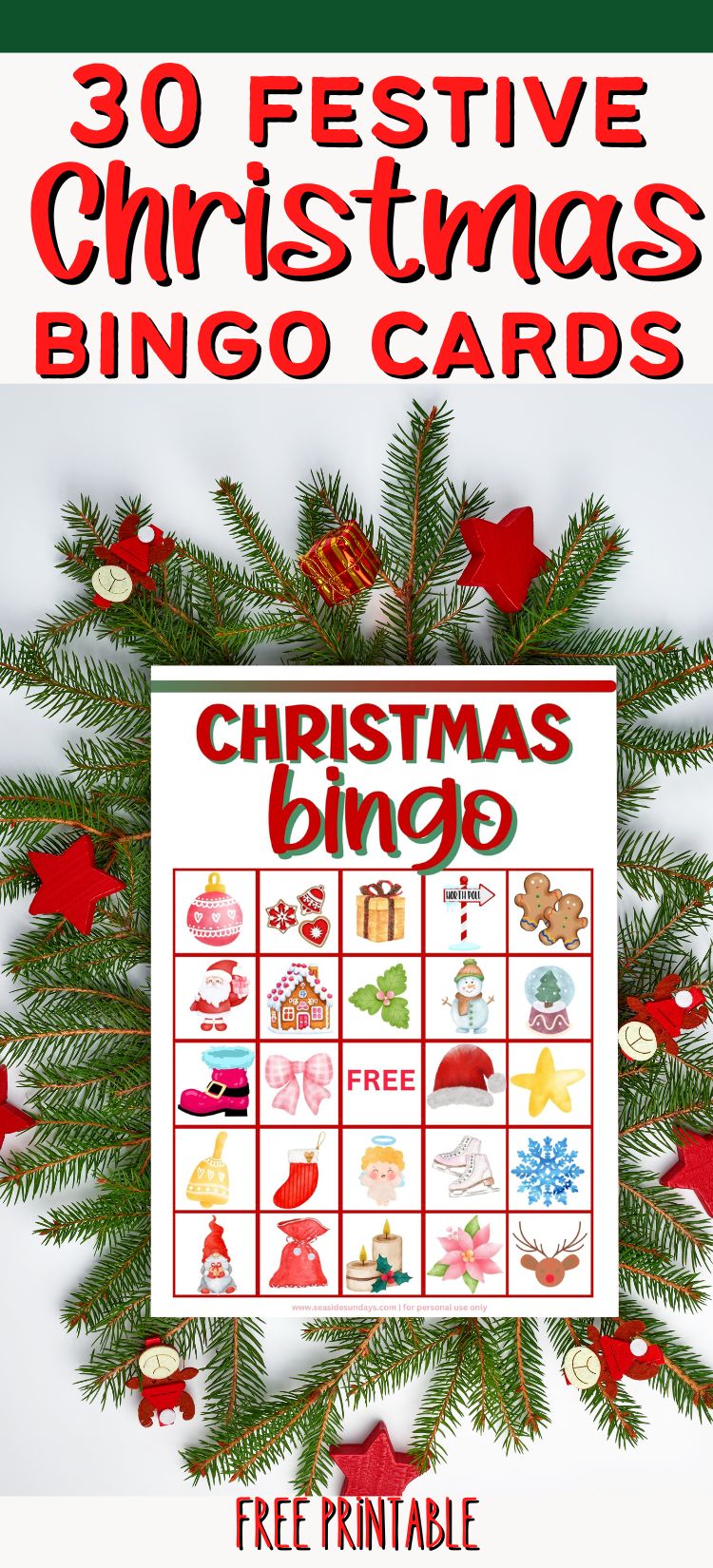 30 Festive Free Printable Christmas Bingo Cards