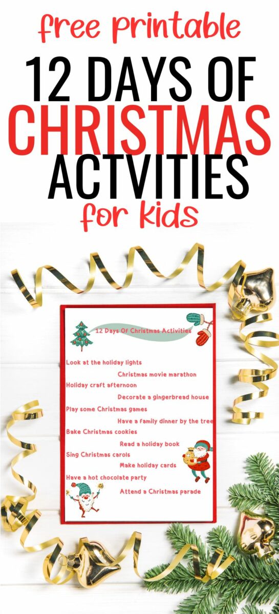 12 Days of Christmas Activities For Kids (Free printable)
