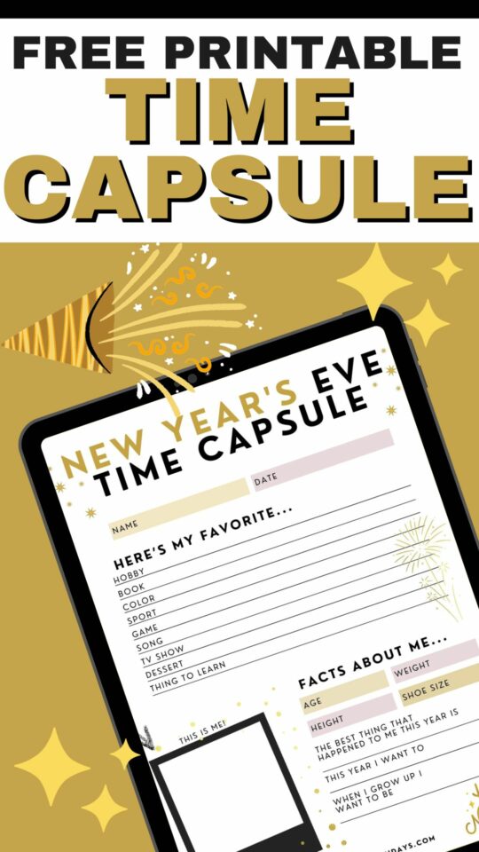 Free Printable Time Capsule Template For New Year