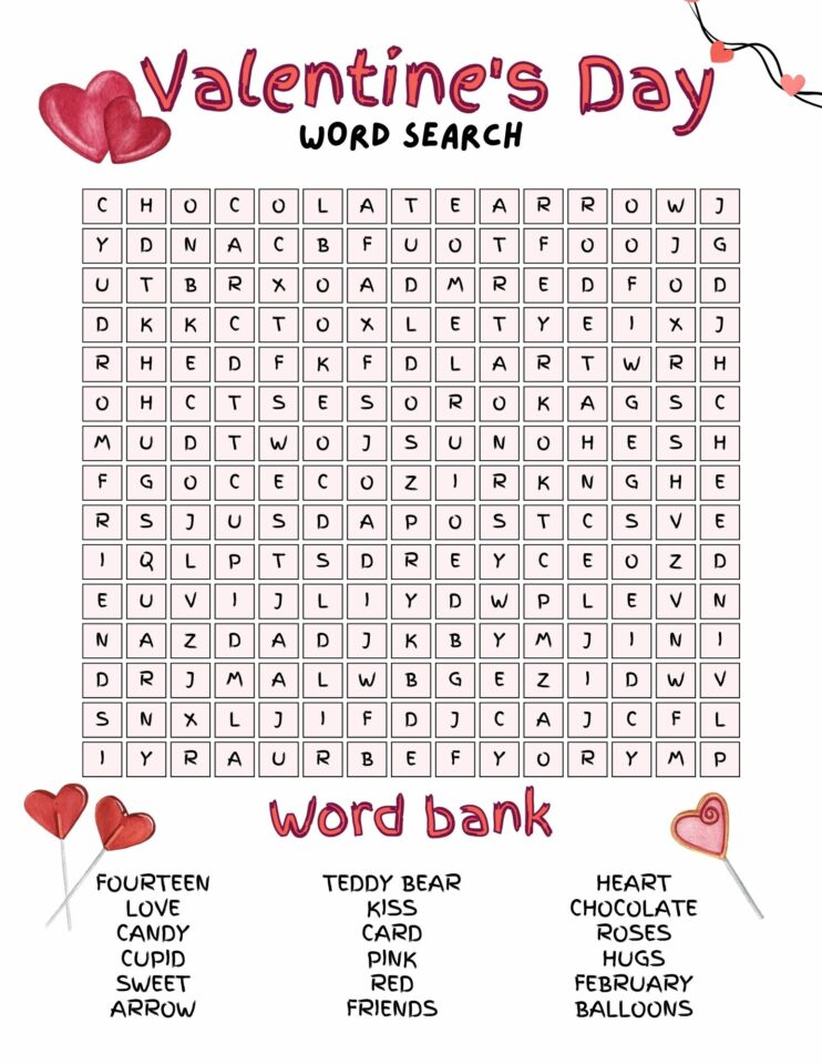 Free Printable Valentine's Day Word Search