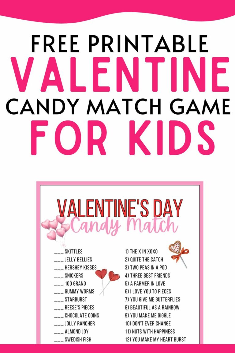 Free Printable Valentine's Day Candy Match Game