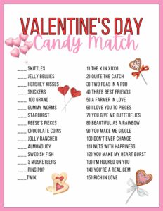 Free Printable Valentine's Day Candy Match Game